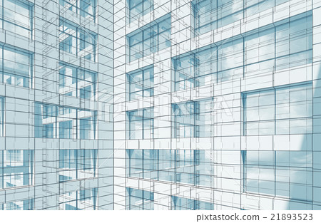 Blue abstract modern architecture background - Stock Illustration ...