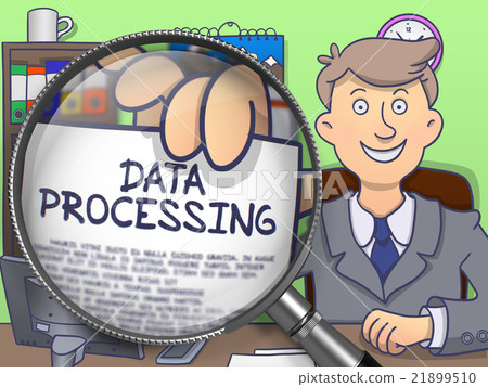 Data Processing through Magnifying Glass. Doodle - Stock Illustration ...