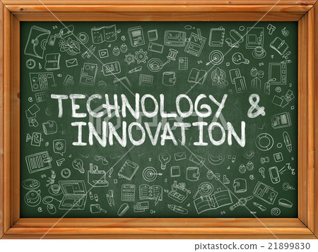 Technology and Innovation - Hand Drawn on Green - Stock Illustration ...