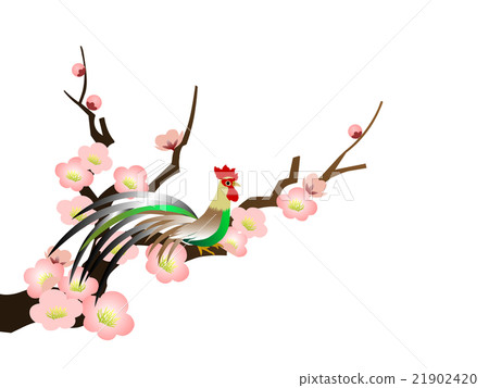 Japanese style Rooster New Year's card material... - Stock Illustration ...