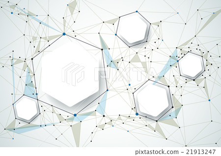 Abstract molecules with 3D paper and Polygonal - Stock Illustration ...