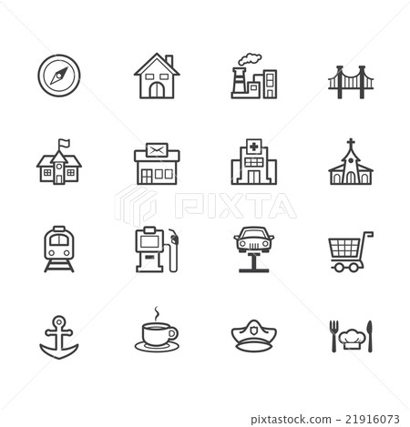 place vecter black icon set on white background - Stock Illustration ...