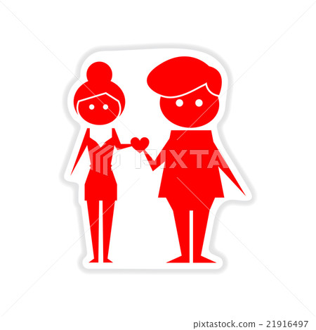 paper sticker on white background Man and woman - Stock Illustration ...