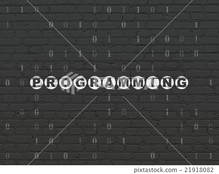 Database concept: Programming on wall background - Stock Illustration ...