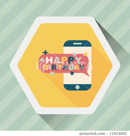 cell phone birthday message flat icon with long... - Stock Illustration ...