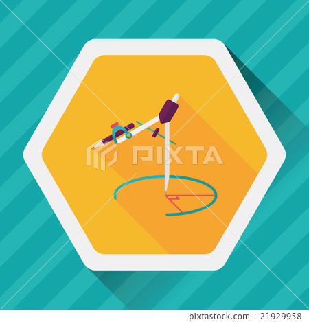Compass Pencil flat icon with long shadow,eps10 - Stock Illustration ...