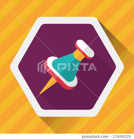 push pin flat icon with long shadow,eps10 - Stock Illustration ...