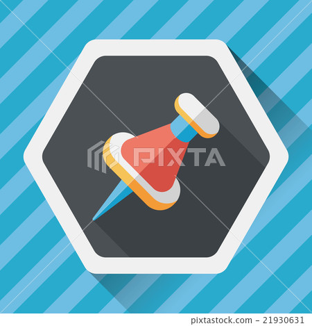 push pin flat icon with long shadow,eps10 - Stock Illustration ...
