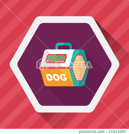 Pet dog travel cage flat icon with long... - Stock Illustration ...