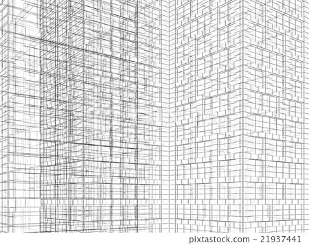 Black wire frame lines on white background. 3 d - Stock Illustration ...