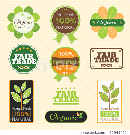 Organic and natural tag label emblem sticker - Stock Illustration ...