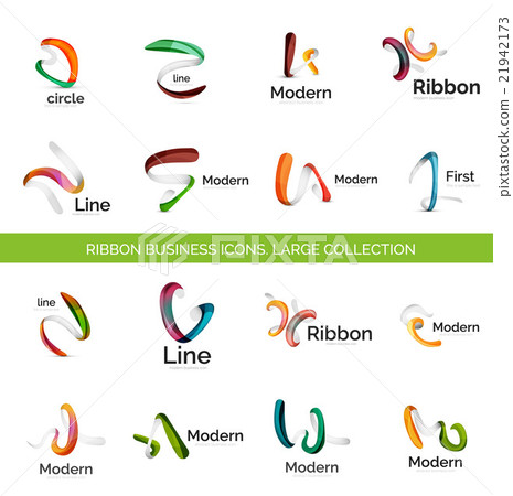 Vector line ribbon logo set - Stock Illustration [21942173] - PIXTA