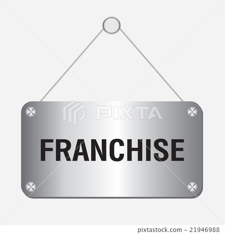 silver metallic franchise sign hanging on the wall - Stock Illustration ...