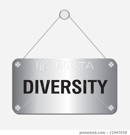 silver metallic diversity sign hanging on the wall - Stock Illustration ...