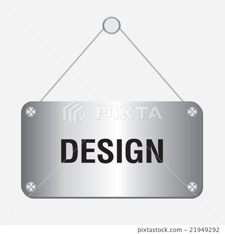 silver metallic design sign hanging on the wall - Stock Illustration ...