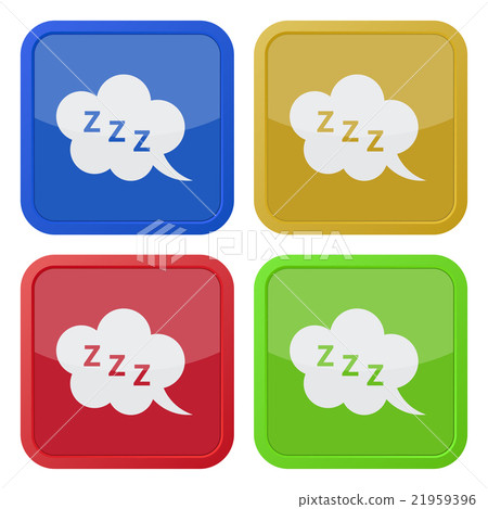 set of four square icons with ZZZ speech bubble - Stock Illustration ...