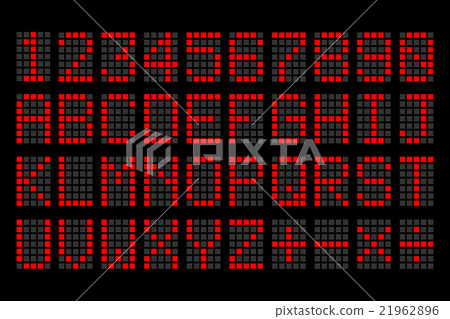 digital red letters and numbers display board - Stock Illustration ...