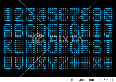 digital blue letters and numbers display board - Stock Illustration ...
