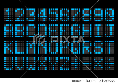 digital blue letters and numbers display board - Stock Illustration ...
