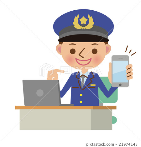 Computer and smart-linked image (male policeman) - Stock Illustration ...