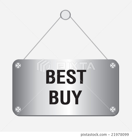 silver metallic best buy sign hanging on the wall - Stock Illustration ...