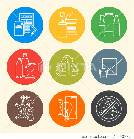 vector recycle waste segregation icons. - Stock Illustration [21990782 ...