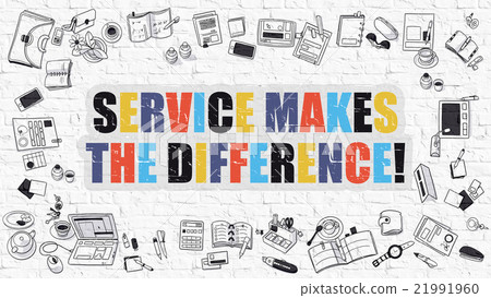 Service Makes The Difference in Multicolor. Doodle - Stock Illustration ...