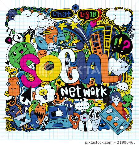 Social hand lettering and doodles elements - Stock Illustration ...