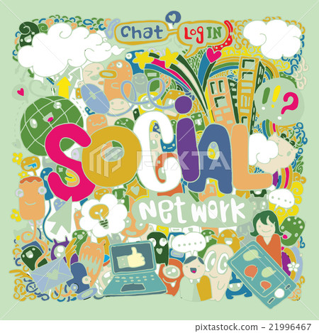 Social hand lettering and doodles elements - Stock Illustration ...