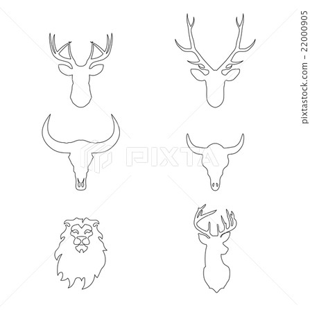 Outline heads of animals - Stock Illustration [22000905] - PIXTA