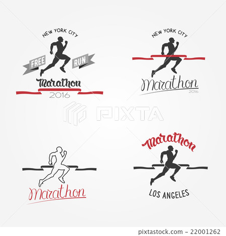 marathon logotypes, long distance running - Stock Illustration ...