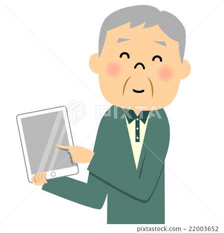 Senior Grandpa Tablet - Stock Illustration [22003652] - PIXTA