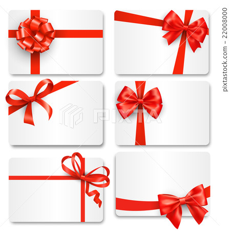 Set Collection of Festive Cards with Bows Isolated-插圖素材 [22008000 ...