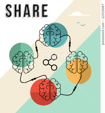 Share concept with connected human brains design - Stock Illustration ...