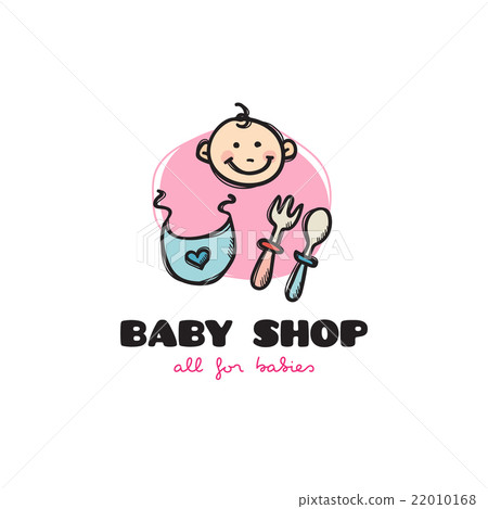Vector funny cartoon style baby shop logo. Sketchy - Stock Illustration ...