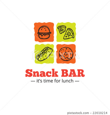Vector trendy snack bar logo in doodle style - Stock Illustration ...