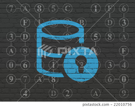 Programming concept: Database With Lock on wall - Stock Illustration ...