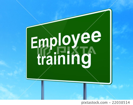 Studying concept: Employee Training on road sign - Stock Illustration ...