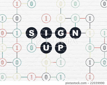 Web design concept: Sign Up on wall background - Stock Illustration ...