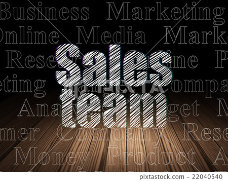 Advertising concept: Sales Team in grunge dark - Stock Illustration ...
