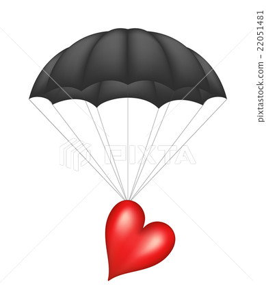 Heart at black parachute on white background - Stock Illustration ...