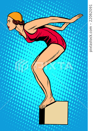 Swimmer at the start, water sports summer games - Stock Illustration ...