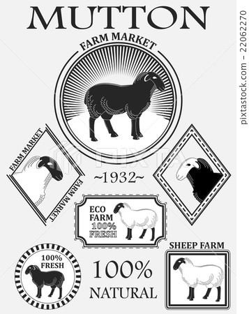 Set of premium lamb labels, mutton, badges and des - Stock Illustration ...