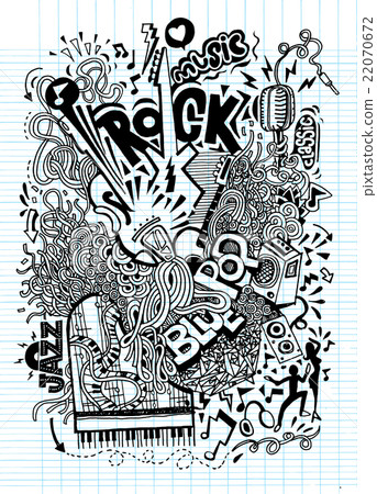 Hand drawing Doodle,Collage with music instruments - Stock Illustration ...
