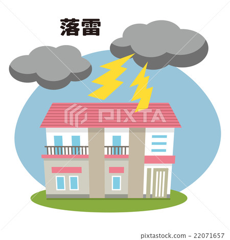 Lightning striking dwelling [Disaster · Series] - Stock Illustration ...