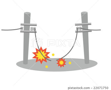 Disconnected electric wire pole [Disaster ·... - Stock Illustration ...