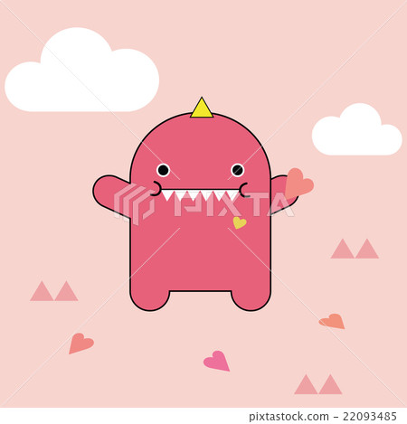 Cute pink monster vector illustration - Stock Illustration [22093485 ...