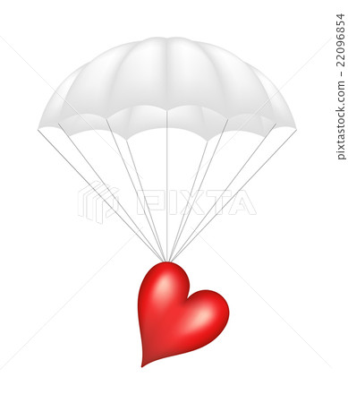 Heart at white parachute on white background - Stock Illustration ...