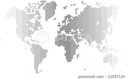 Dots world map on white background, vector illustr - Stock Illustration ...