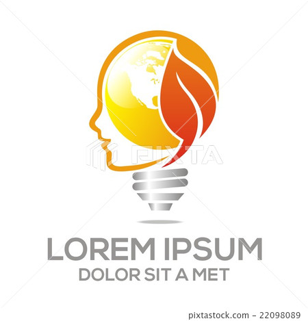 Logo lamp head icon leaf idea-插圖素材 [22098089] - PIXTA圖庫